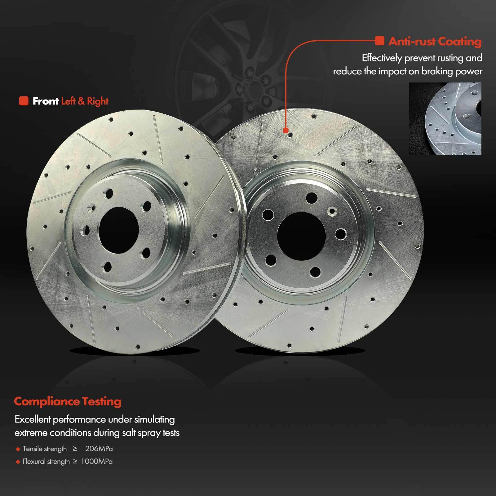 2x Front Drilled Brake Rotor for Audi A6 A6 Quattro A7 A7 Quattro A8 ...