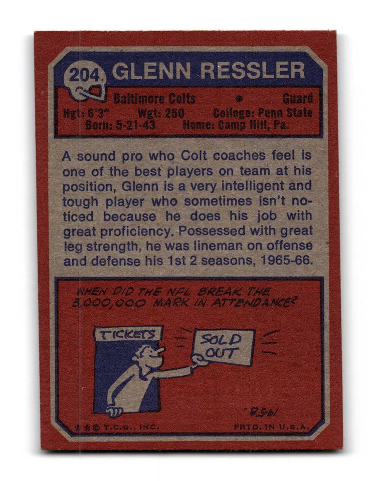 1973 Topps Glenn Ressler RC 204 | eBay