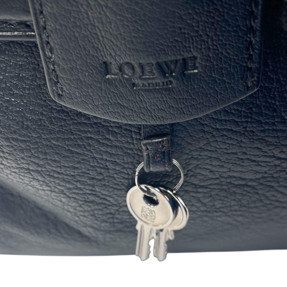 LOEWE Amazona Anagram Logo Hand Mini Boston Bag Leather Black Authentic ...