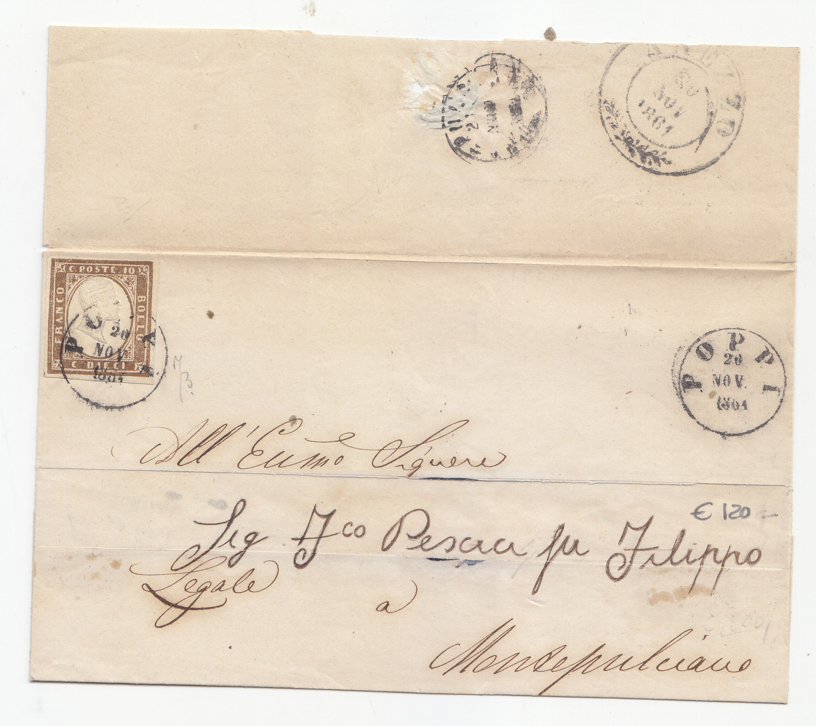 J595-IV SARDINIEN-10 CENT VON POPPI NACH MONTEPULCIANO 1861 | eBay