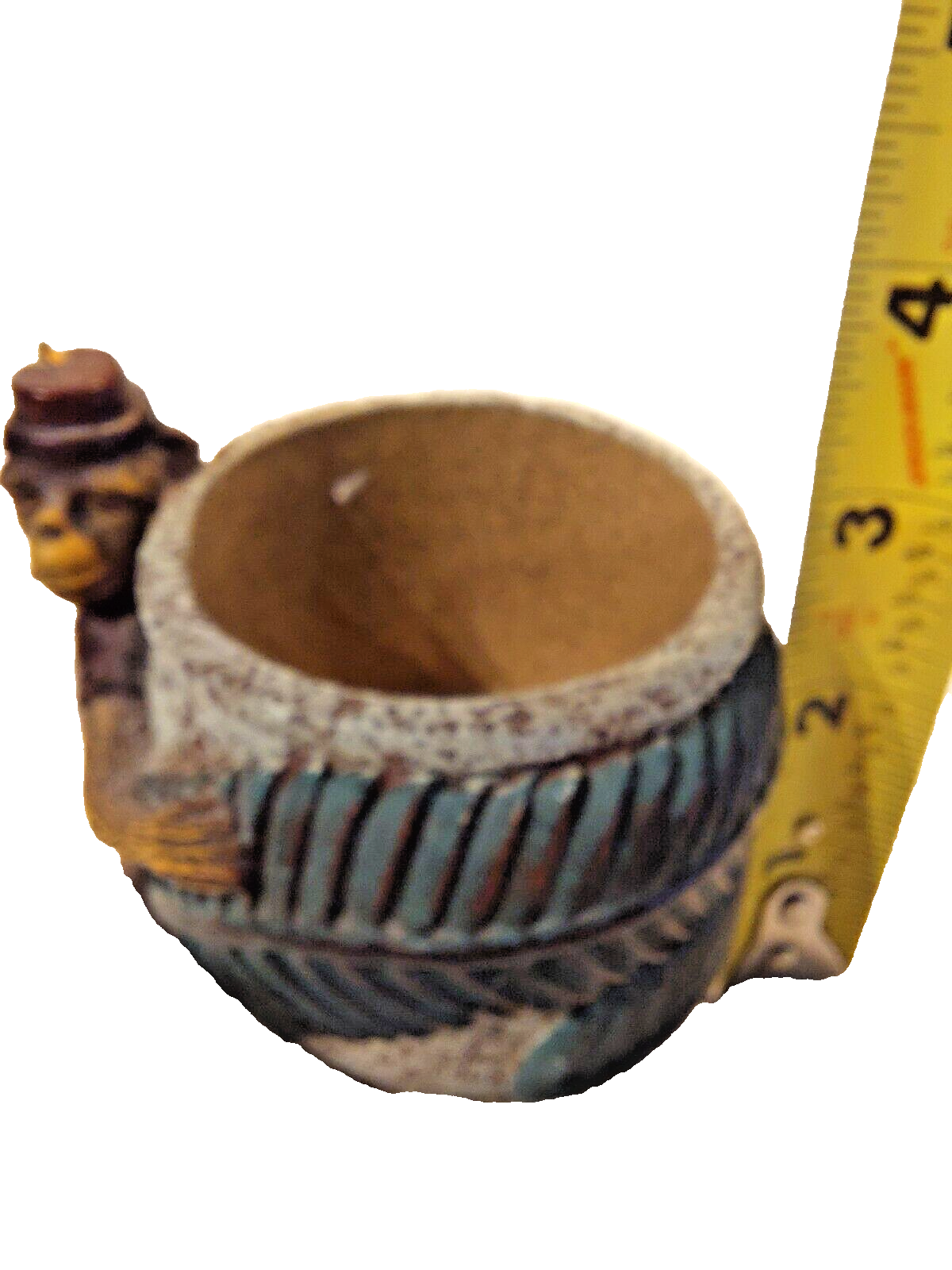 Art Pottery Vase/ Planter, Monkey Wearing Fez, Leaves. Turquoise Blue ...