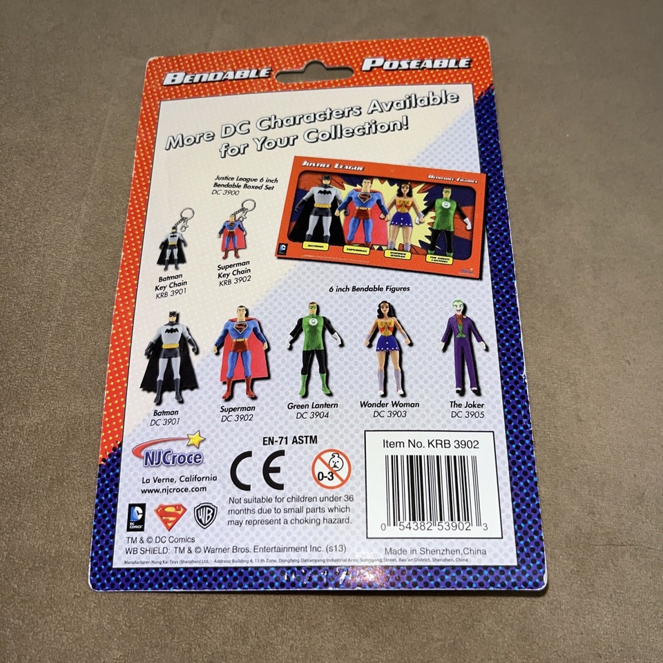 Superman Key Chain DC Comics Bendable Posable 3" Figure Incl. Carabiner ...