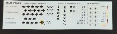 40K Space Wolves Transfer Sheet Decals Primaris Space Marines Dark ...