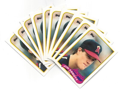 1989 TOPPS TRADED #2T JIM ABBOTT ROOKIE CARD LOT OF 10 MINT .99 ...