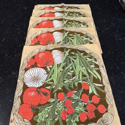 Vtg Vera Ladybug Signed Vegetable Screen Print Napkins Set Of 5 MCM ...