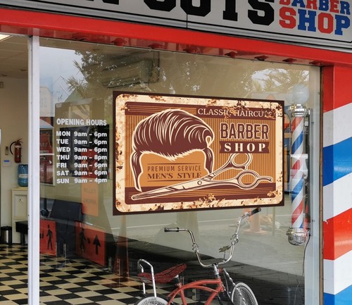 3D Man Hair Cut G151 Barber Shop Window Stickers Vinyl Wall Mural ...