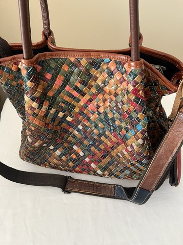 Large Multi Color Real Leather AMERI LEATHER Handbag. | eBay