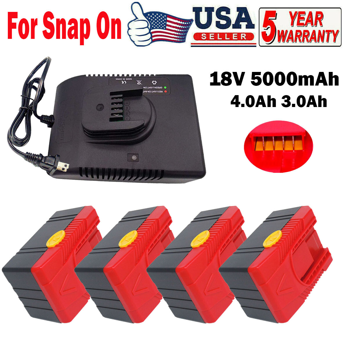 For Snap on Battery CTB6187 CTB4185 CTB4187 CTB6185 CT6850 Charger 18V ...
