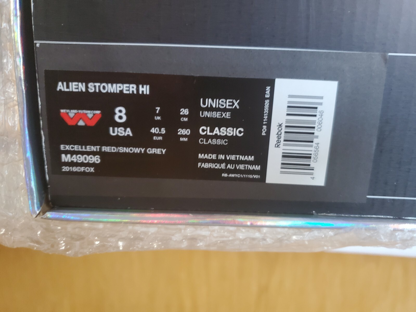 NEW Reebok Alien Stomper Ellen Ripley Hi High M49096 Size US 8 UK 7 EUR ...