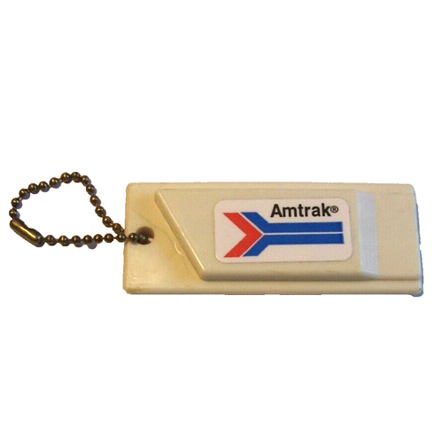 VTG Amtrak Whistle Advertising Key Chain White Plastic Railroad Train ...