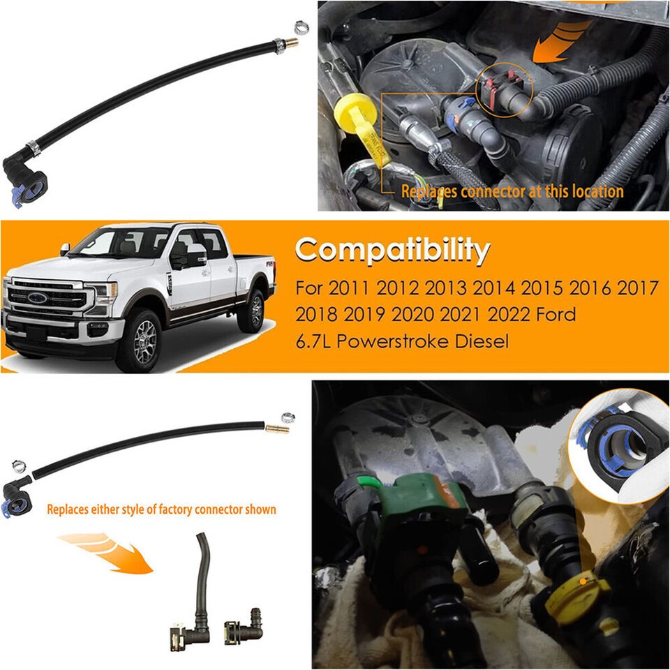 6.7 6.7l Powerstroke Diesel Fuel Filter Tank Pump Supply Line Connector ...
