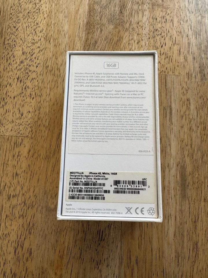 Apple iPhone 4s MD277LL/A White 16GB Model A1387 Original BOX ONLY! | eBay