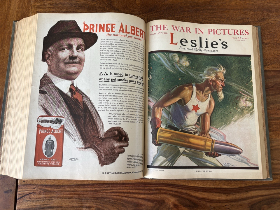 Compendium of Bound WWI Leslie's Magazines James Montgomery Flagg Uncle ...