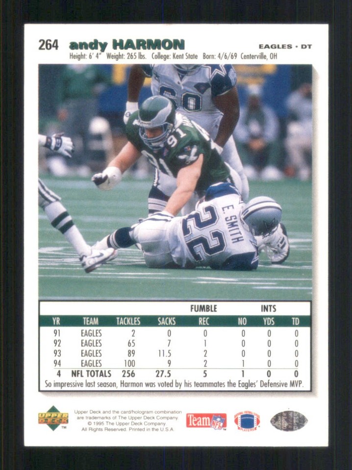 1995 Collector's Choice #264 Andy Harmon Philadelphia Eagles 43609 | eBay