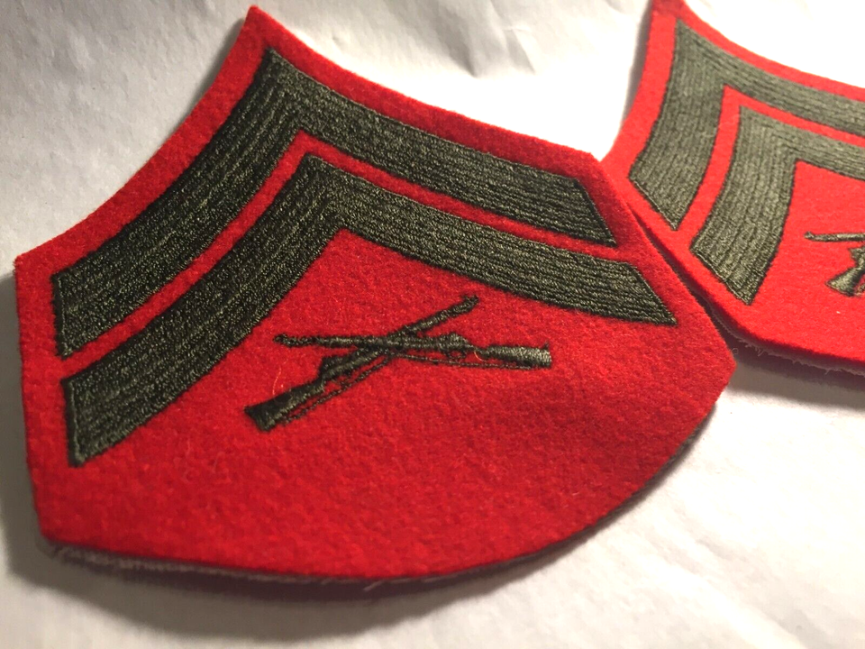 USMC Corporal Chevrons (Green on Red) Male size (2 pcs) | eBay