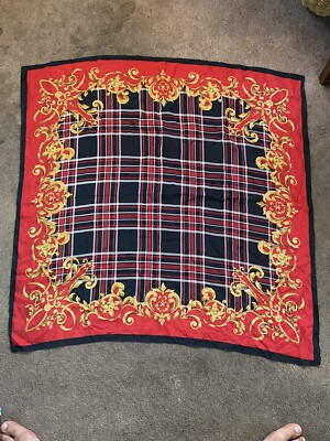 VINTAGE DONCASTER RED BLACK GOLD 100 % SILK SCARF 34"x34 | eBay