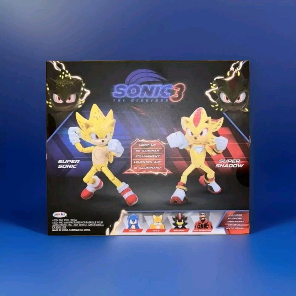 NEW Super Shadow & Super Sonic Jakks Pacific Light Up 2 Pack Sonic 3 ...