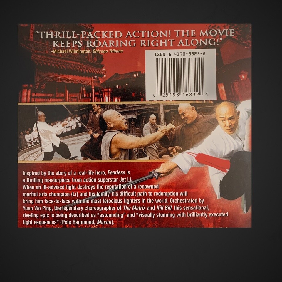 Fearless DVD, 2006, Unrated and Theatrical Editions, Widescreen Jet Li ...