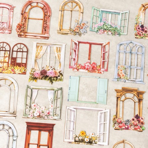 Flowers Windows Paper Stickers Journal Planner Collage Scrapbooking ...