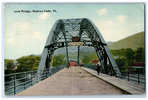 1912 Scenic Arch Bridge Bellows Falls Vermont VT Vintage Antique Posted ...
