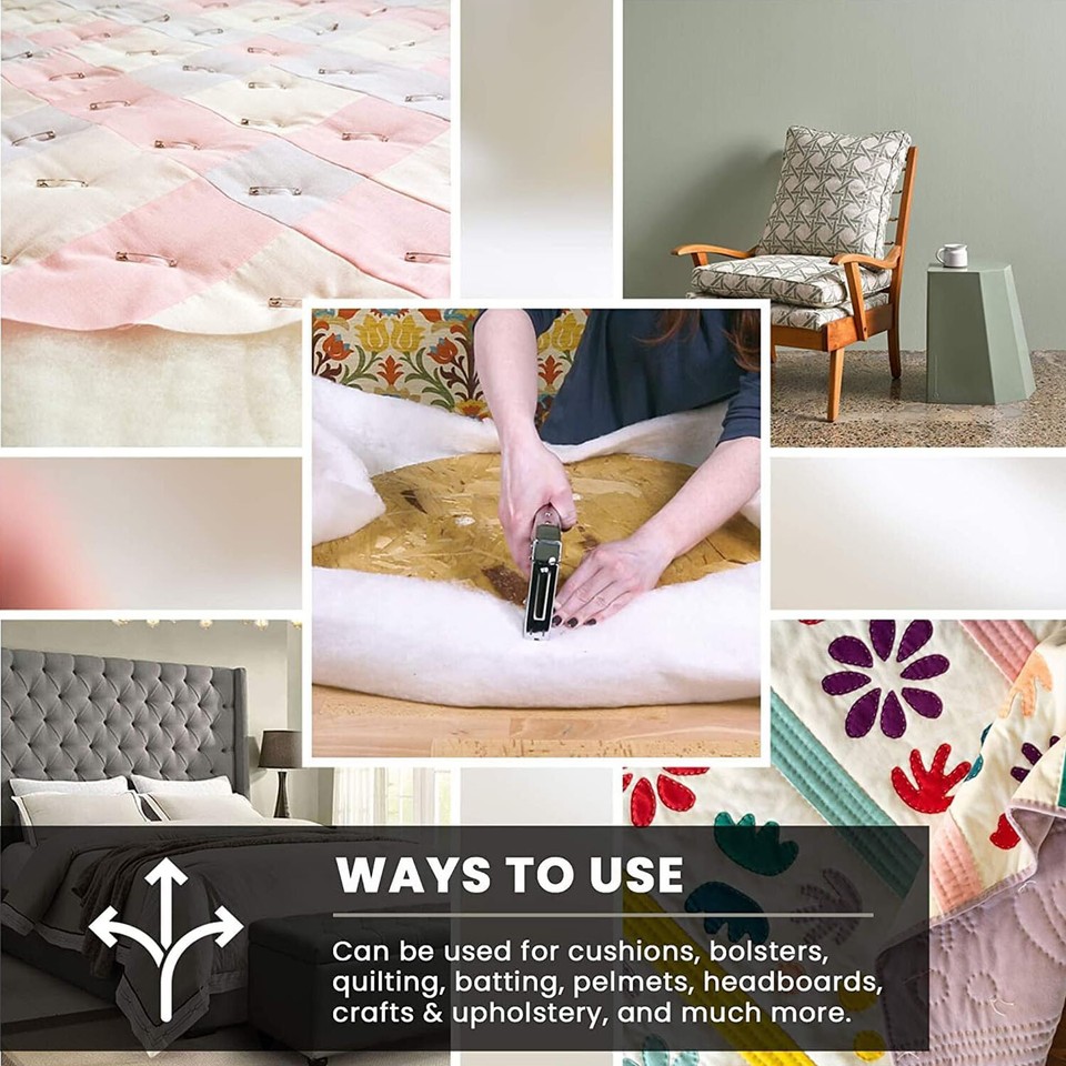 Polyester Wadding Roll 9oz Quilting Upholstery Crafts Padding 27 & 54 ...