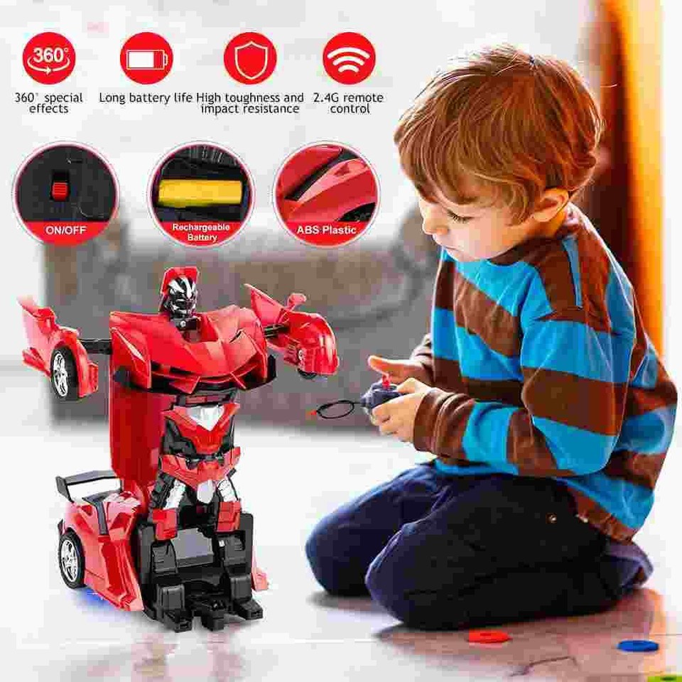 2 IN 1 Remote Car Sport Transformer RC Robot Controller Toy 1:18 Kids ...