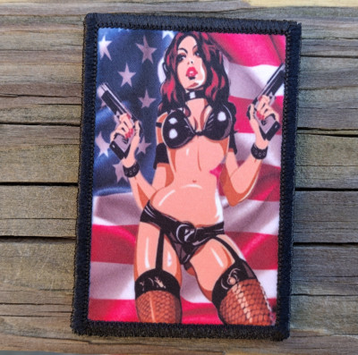 Girl American Flag Guns Morale Patch Hook and Loop Army Sexy Pinup Tactical 2A | eBay