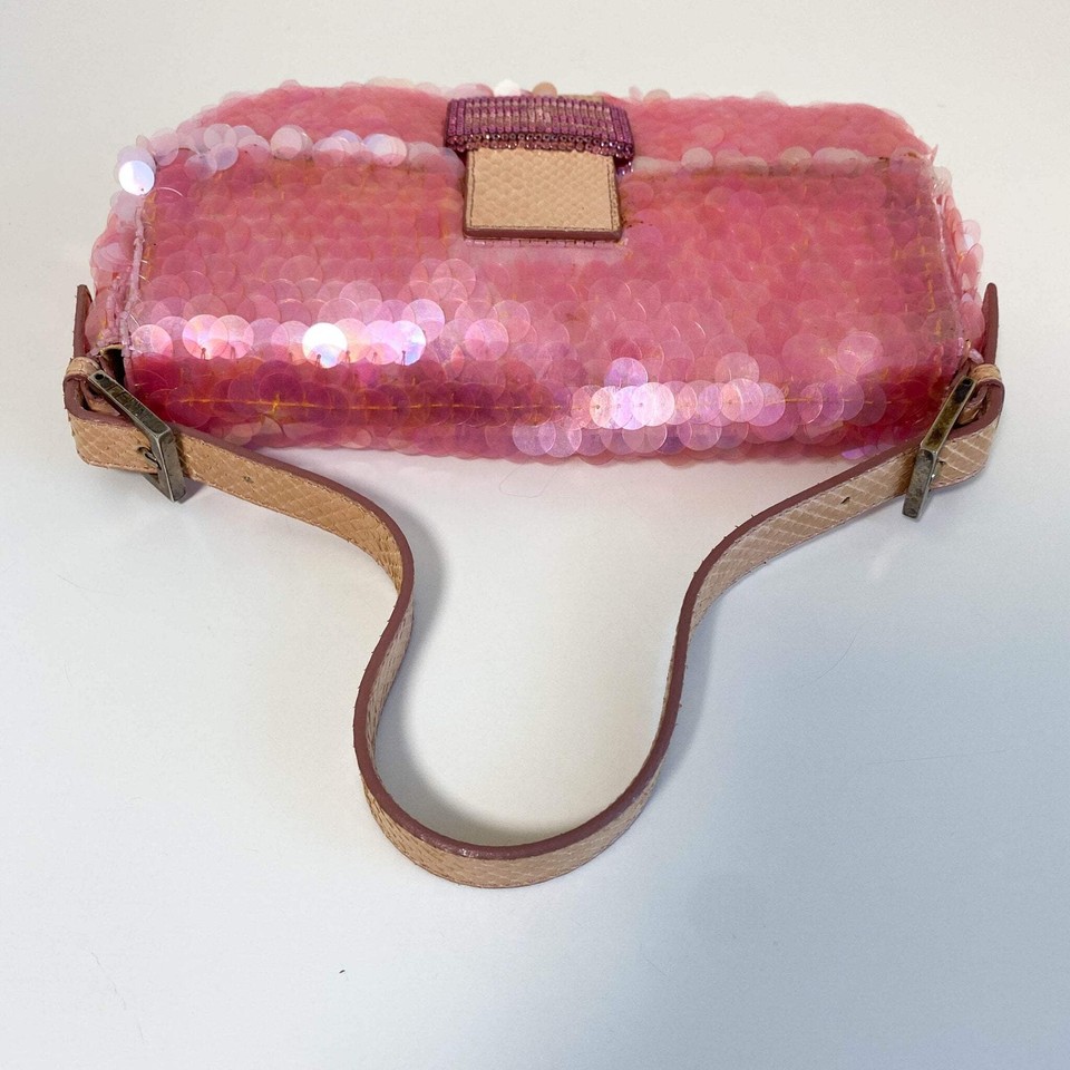 FENDI Rare Baguette Pink Sequin Rhinestone Hardware Shoulder Bag | eBay