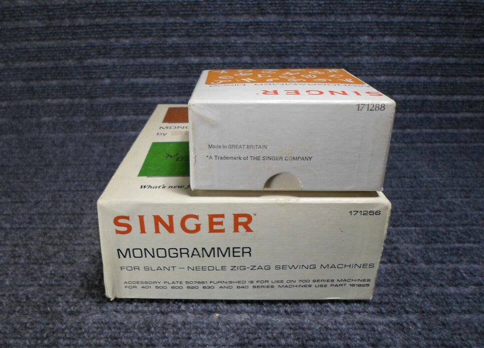Vtg Singer Slant Needle Zig-Zag Sewing Machine Monogrammer Attachment ...