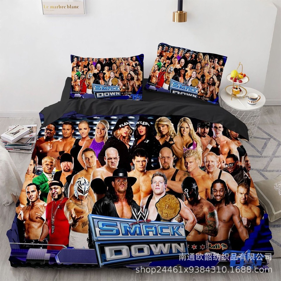 WWE Wrestling Quilt Duvet Cover Pillowcase Single Double King Bedding ...