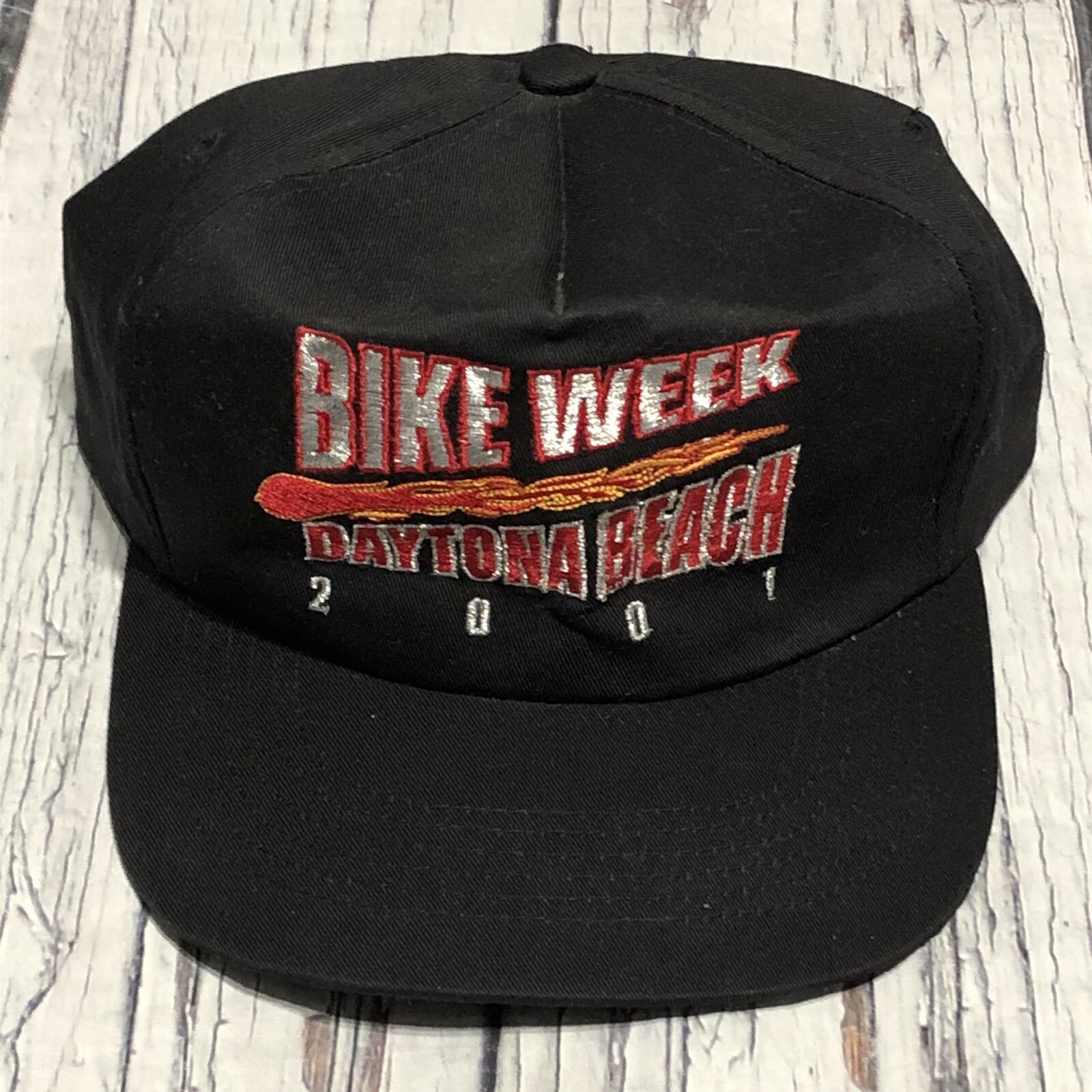Vintage Daytona Beach Bike Week Flames Hat Adult Adju… - Gem