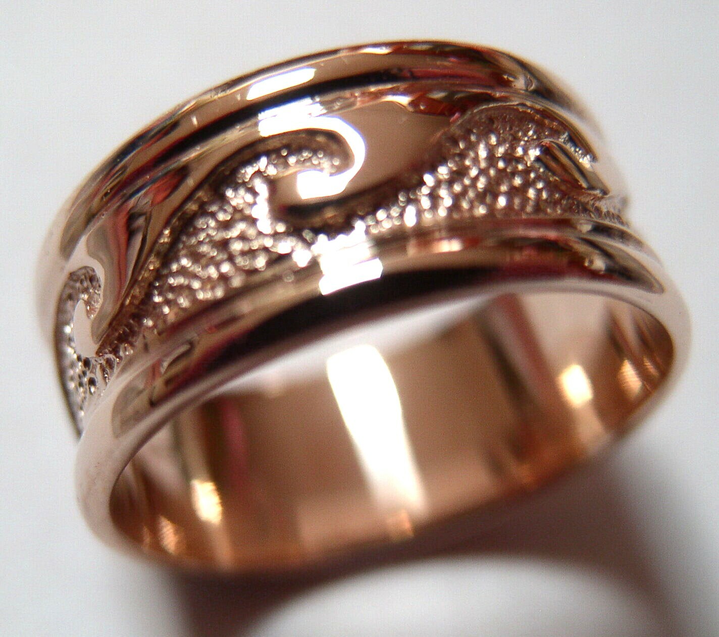 Size T 9 3/4 Genuine Solid New 9ct 9kt Rose Gold Mens Surf Wave Ring | eBay
