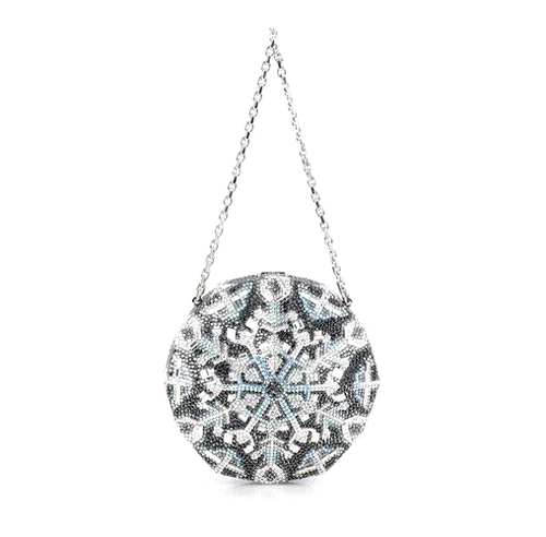 JUDITH LEIBER SWAROVSKI CRYSTAL ICE BLUE SNOWFLAKE BAG MINAUDIERE ...