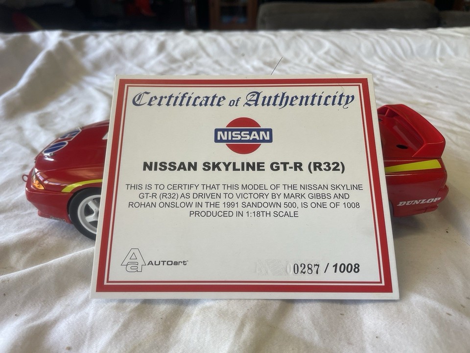 AutoArt 1/18 Nissan Skyline GTR 1991 Mark Gibbs Sandown 500 Winner ...