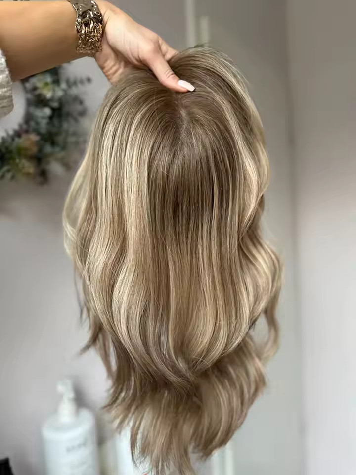 14" Ombre Caramel Brown Highlights 100% Human Hair Lace Front Wigs Dark ...