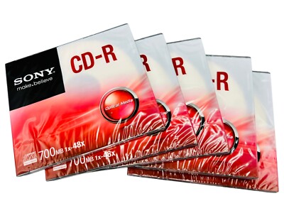 5 x Sony CD-R Optical Media - Brand New And Sealed 700MB 1x-48x 8x CD ...