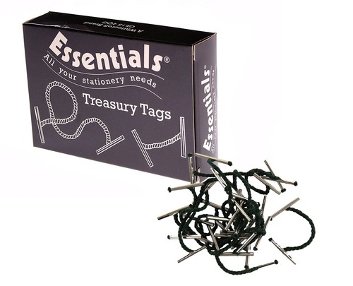 Whitecroft Essentials 27171/10 51 mm Metal Ended Treasury Tag - Green ...