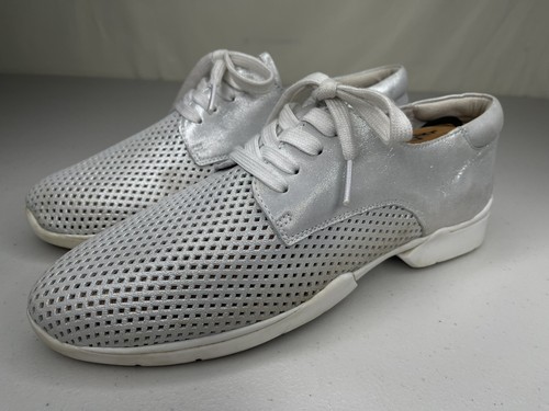 Litfoot Leather Slip Resist Athleisure Silver & White Shoes Women’s Sz ...