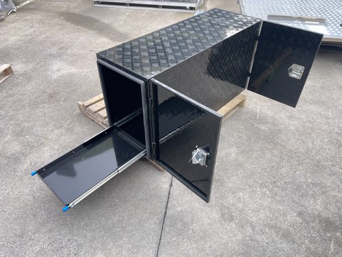 Black Aluminium Caravan Trailer Tool Box With Slide Tray 1450 L x 500 D ...