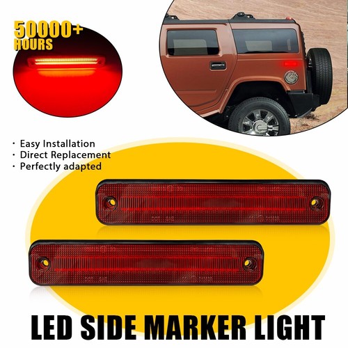 Rear Smoked Lens Red LED Side Marker Lights Lamps For 2003-2009 Hummer ...