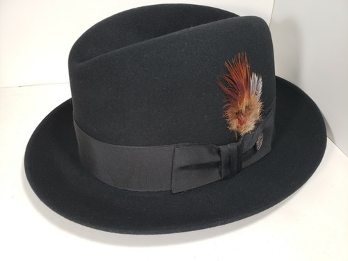 STETSON SELBY FUR FELT HAT CLASSIC FEDORA CENTERDENT BLACK MADE IN USA ...