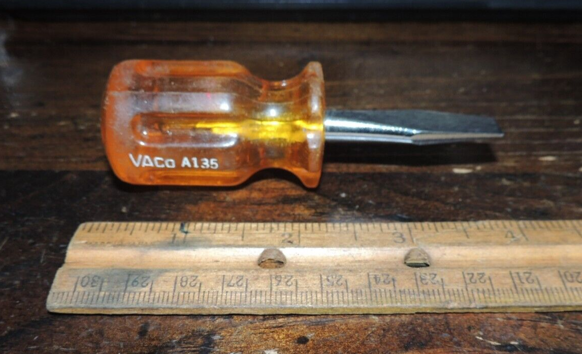 VINTAGE VACO Stubby Slotted FLAT TIP Screwdriver No. A135, CIRCA 1960's ...