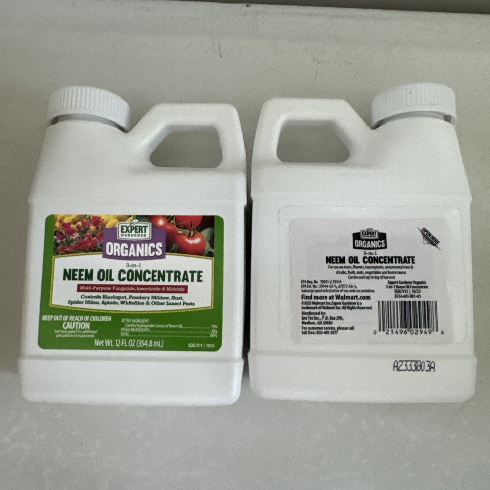 2 LOT Expert Gardener Organics 3-in-1 Neem Oil Concentrate 12FL OZ ...