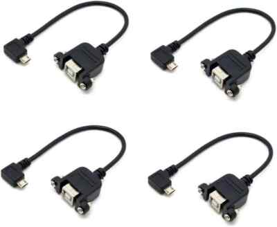 4PCs 90 Degree Left Angled Micro USB 5pin Male to USB B Female Panel ...