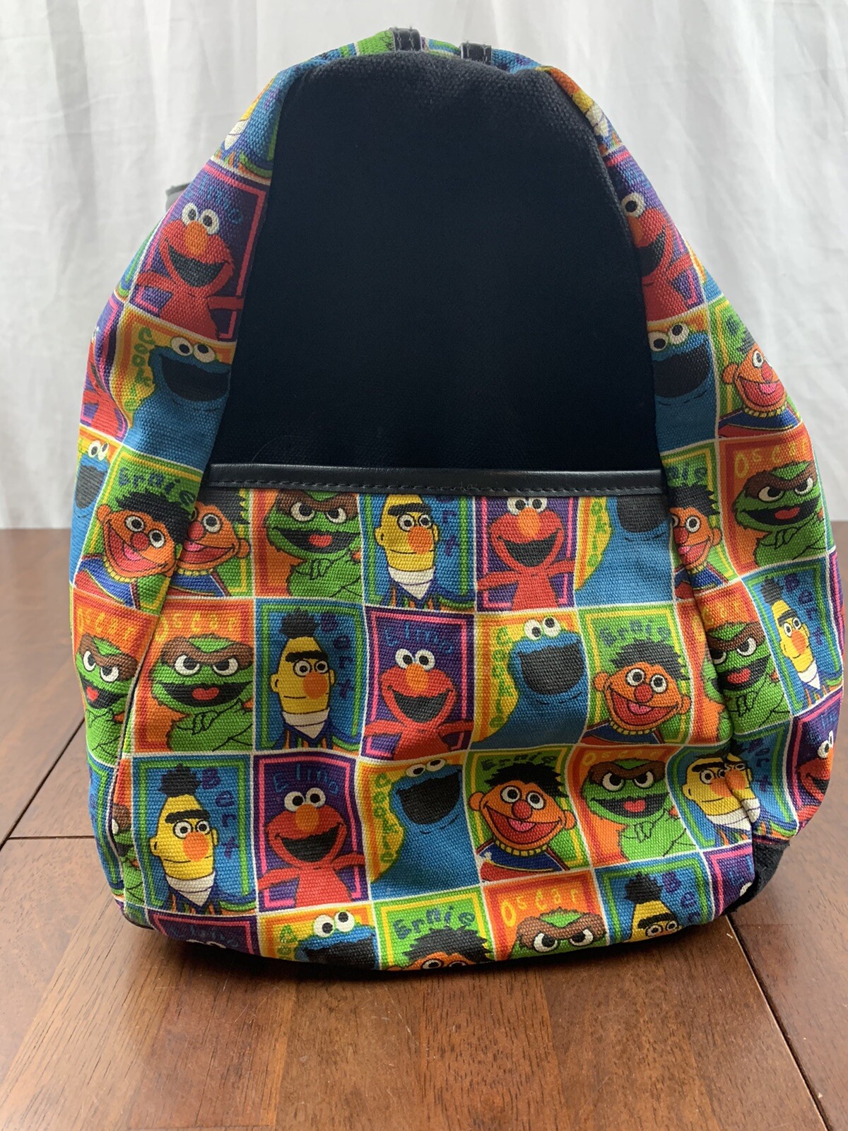 Vtg Sesame Street 80’s Canvas Large Bag Elmo Cookie Monster Oscar Bert ...