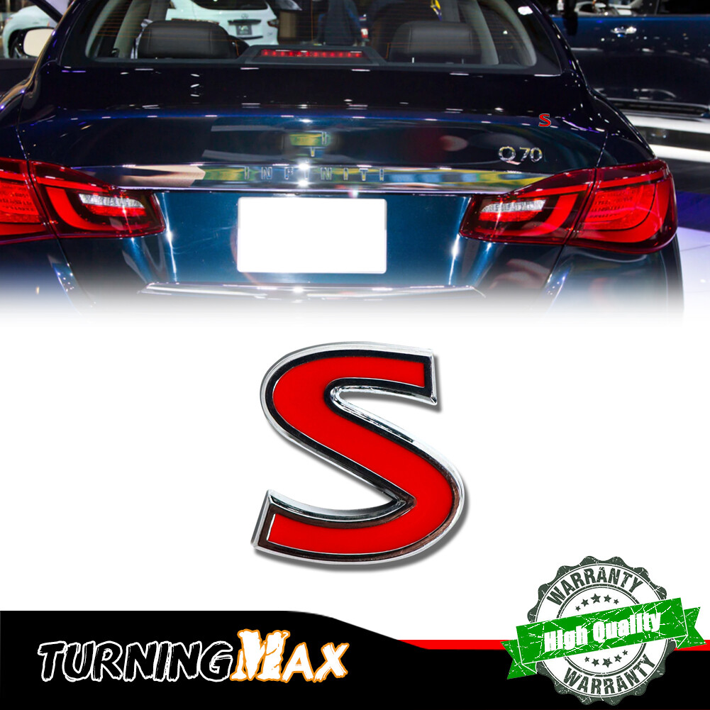 1X For Infiniti Q50 Q60 Q70 3D S Letter Metal Red Chrome Emblem Badge ...