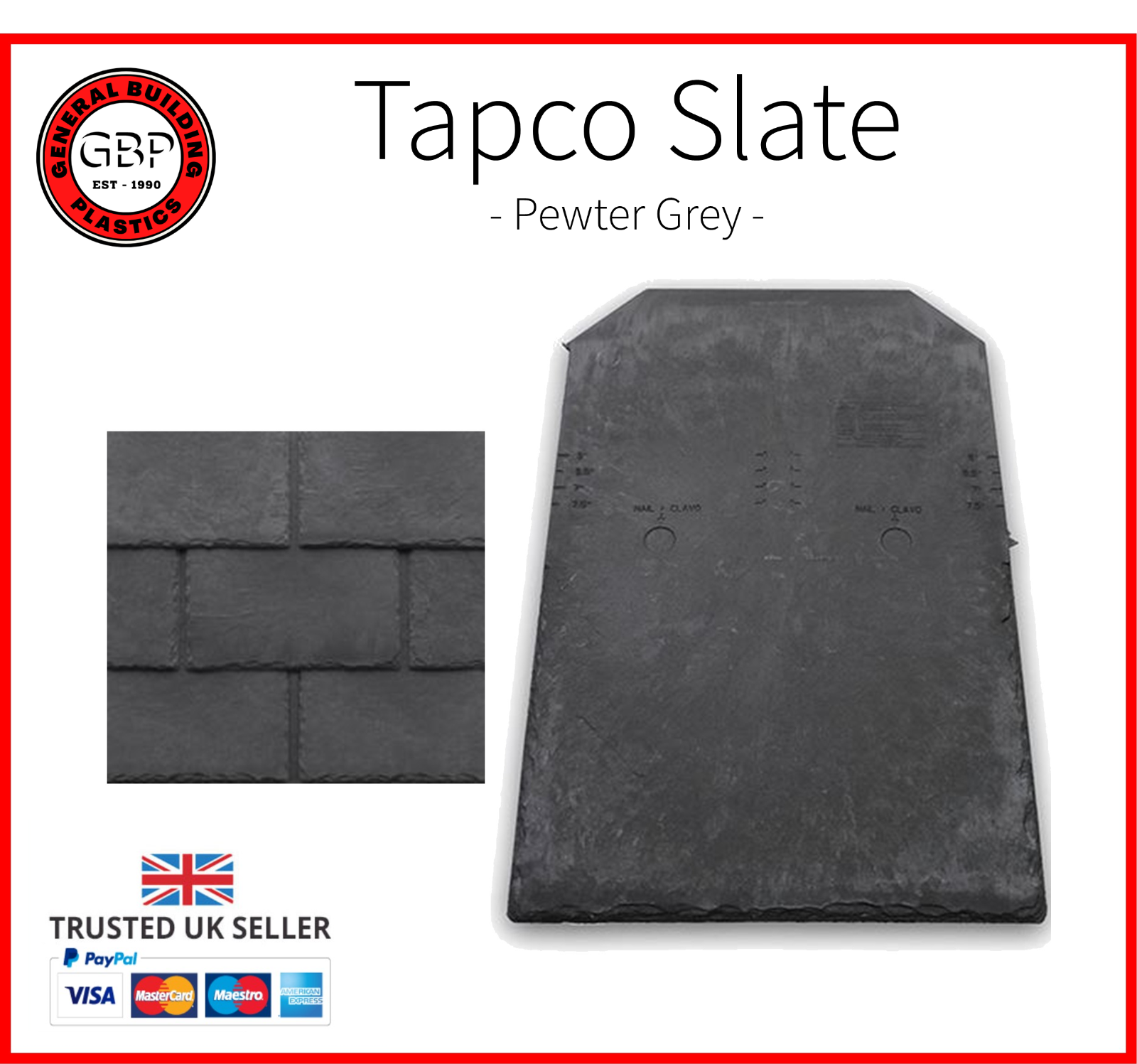 Tapco Roof Tile Conservatory Slate Synthetic Porch Garage Shed Plastic ...