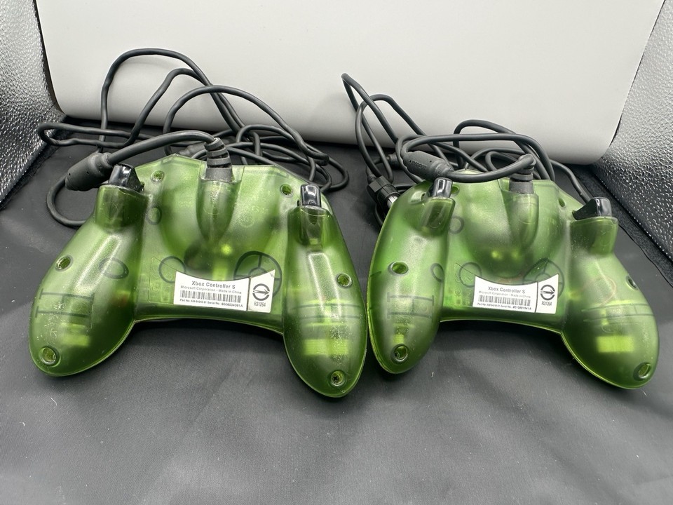 Microsoft Original Xbox S Two Clear Green Two Video Game Controllers | eBay