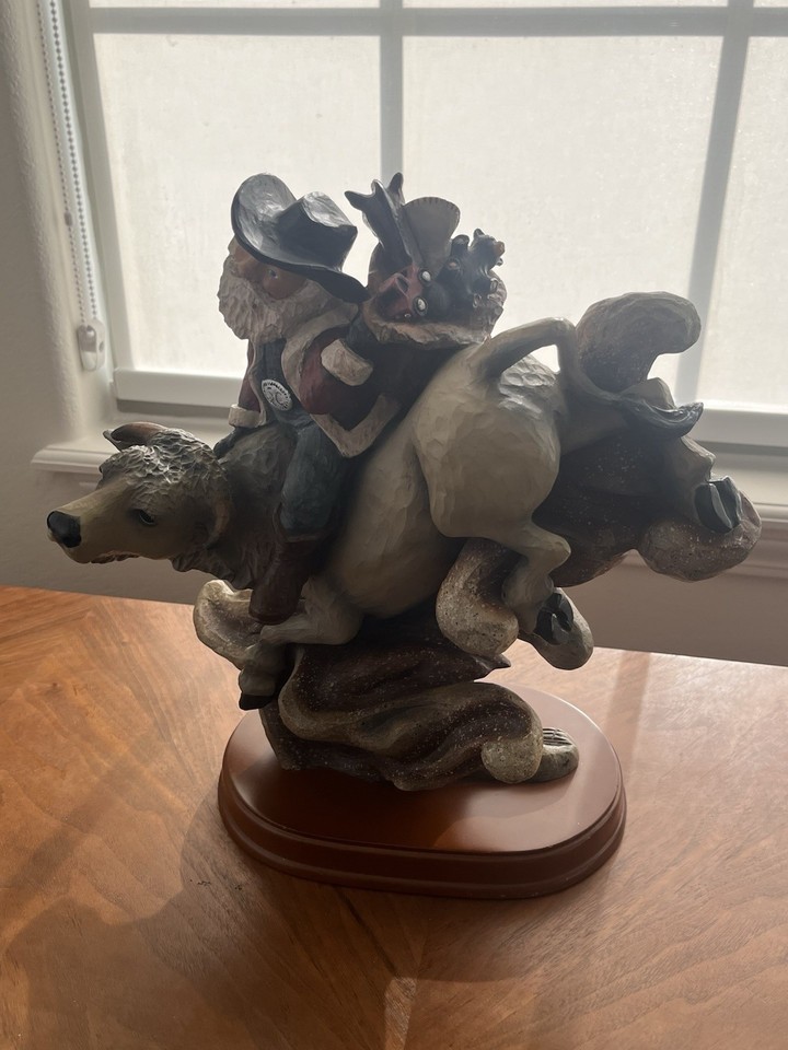 Montana Lifestyles Santa Bull Rider Rare Statue, Christmas Western ...