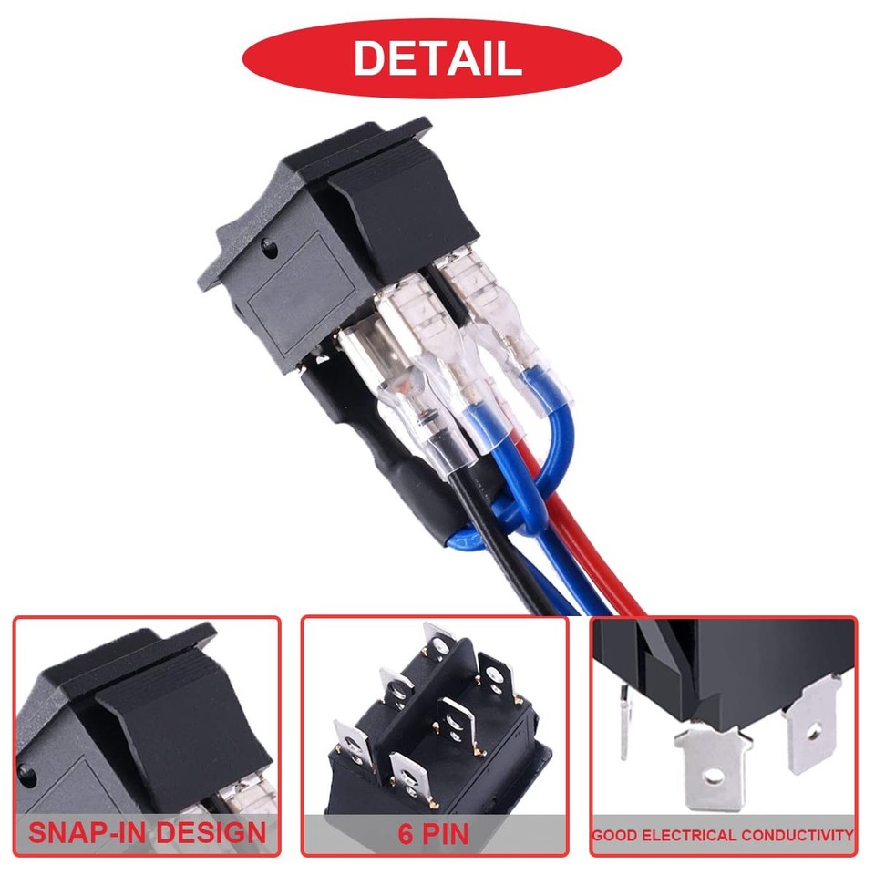 4Pcs Momentary Motor Polarity Reverse Rocker Switch DC 20A 12V DPDT 6 ...